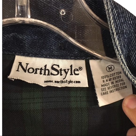 NorthStyle | Jackets & Coats | Long Denim Plaid Jean Barn Coat Jacket ...